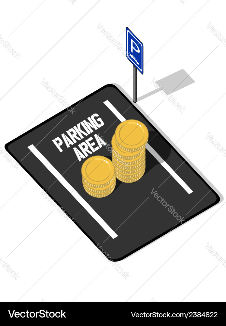 Coins on parking lot Royalty Free Vector Image