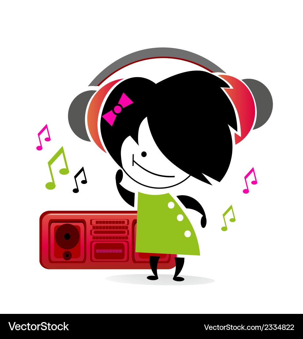 Music girl Royalty Free Vector Image - VectorStock