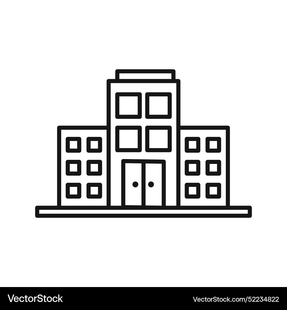 Office building icon black line art logo Vector Image