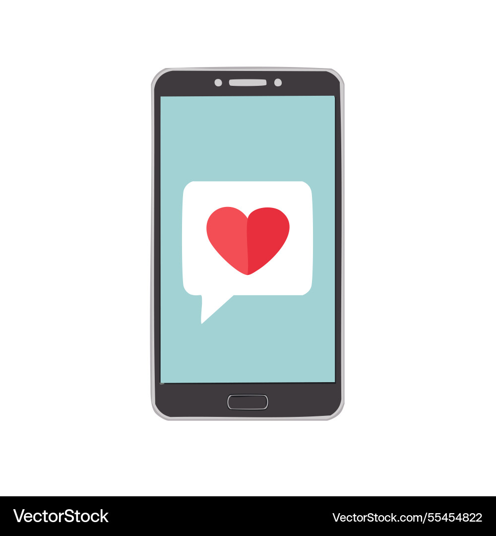 Phone with heart message Royalty Free Vector Image