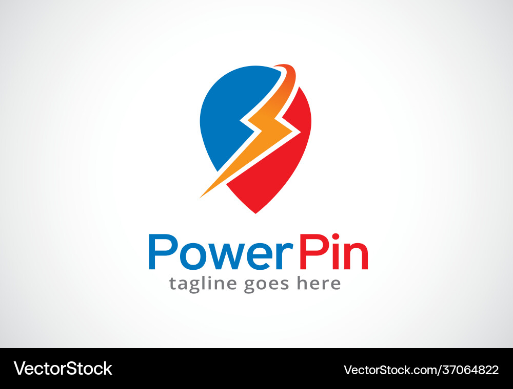 Power pin logo template design Royalty Free Vector Image