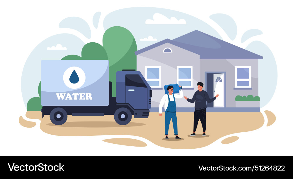 Water delivery concept cartoon characters Vector Image
