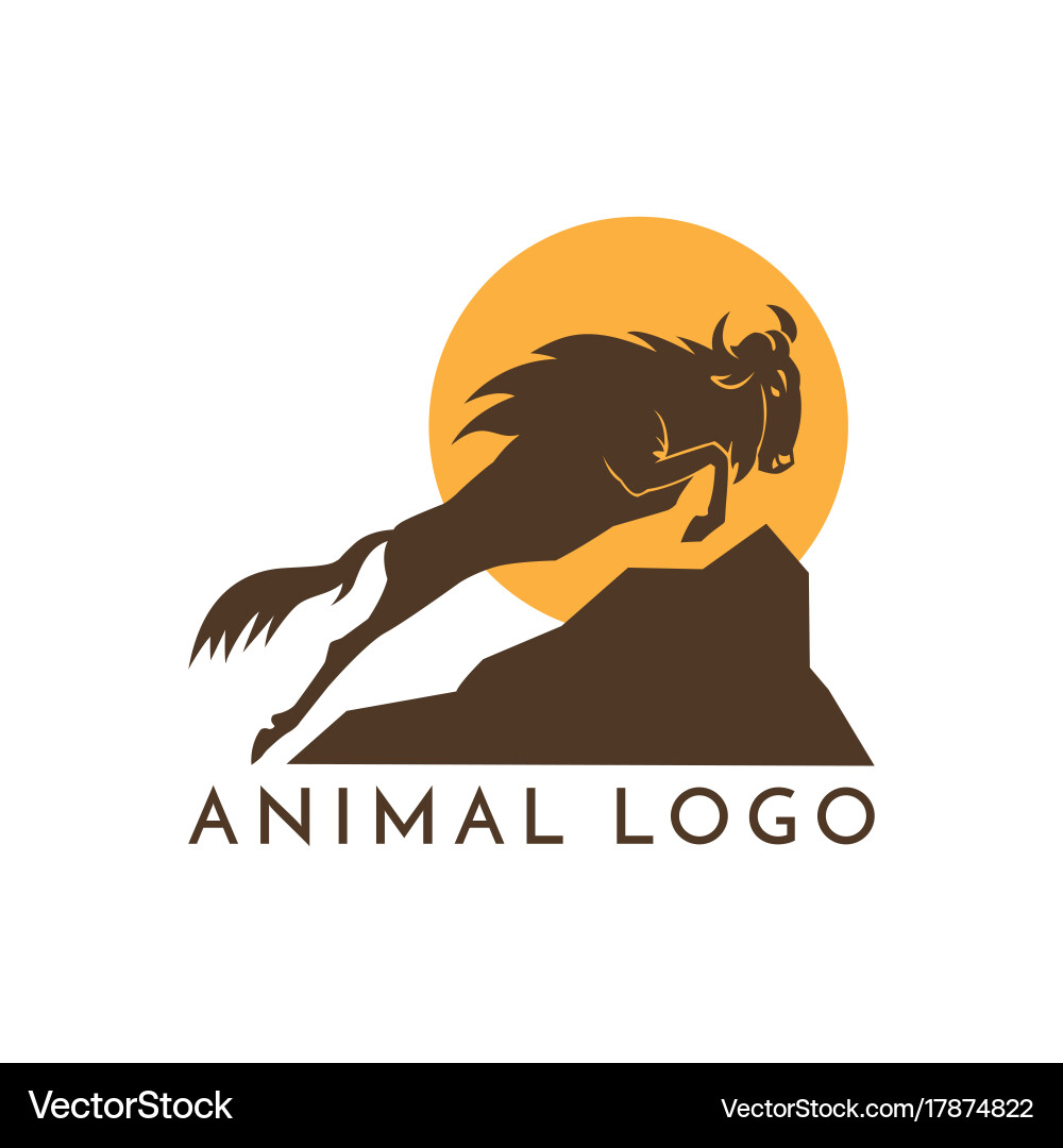 Wildebeest Safari Logo Royalty Free Vector Image