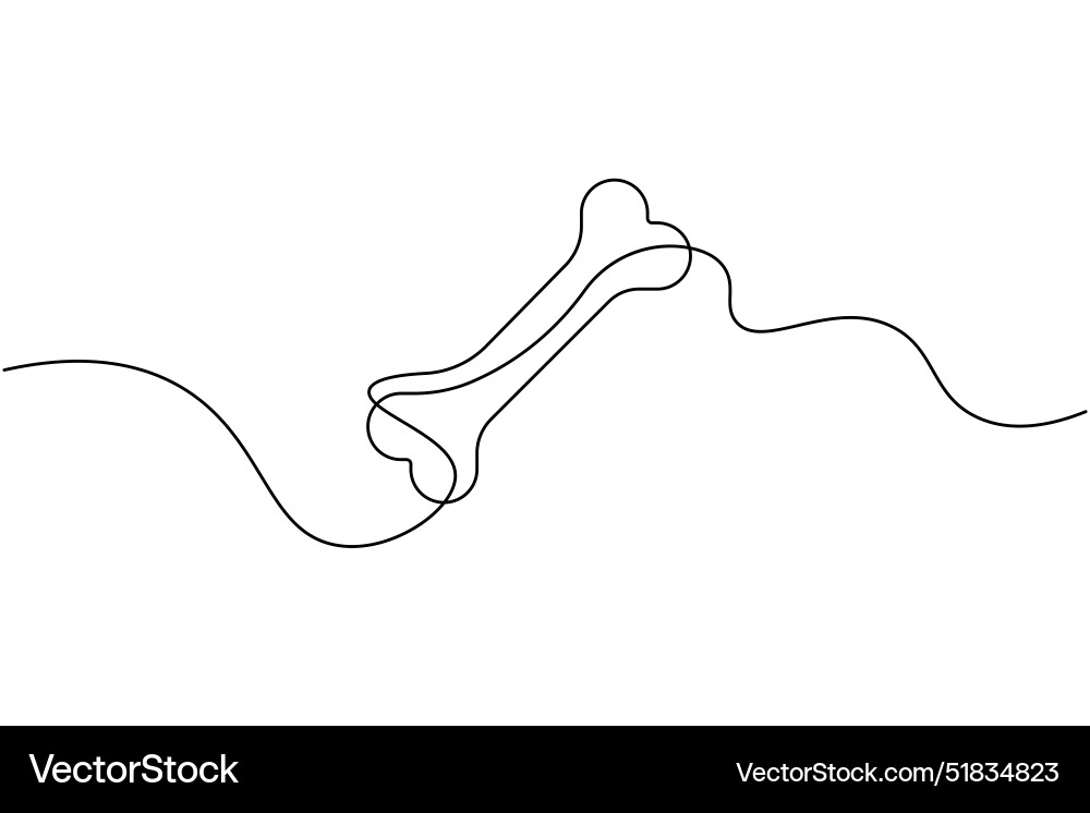 Dog bone continuous one line drawing Royalty Free Vector