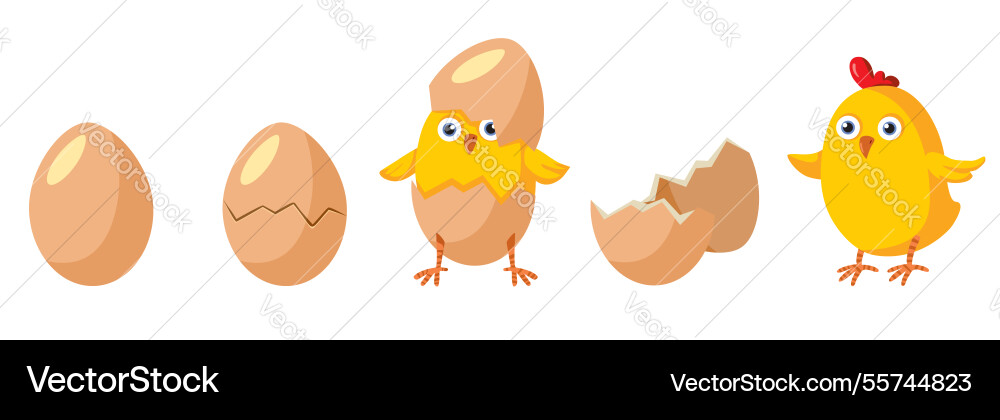 Happy little chick hatching an egg cartoon Vector Image