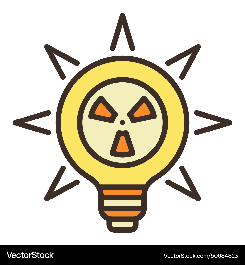 Light bulb with radiation sign colored icon Vector Image