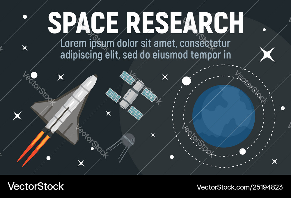 Modern space research concept banner flat style Vector Image