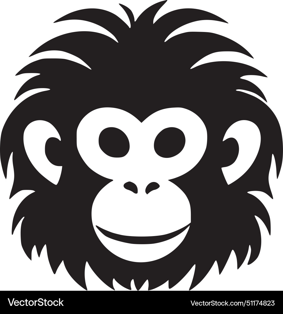 Monkey - minimalist and flat logo Royalty Free Vector Image