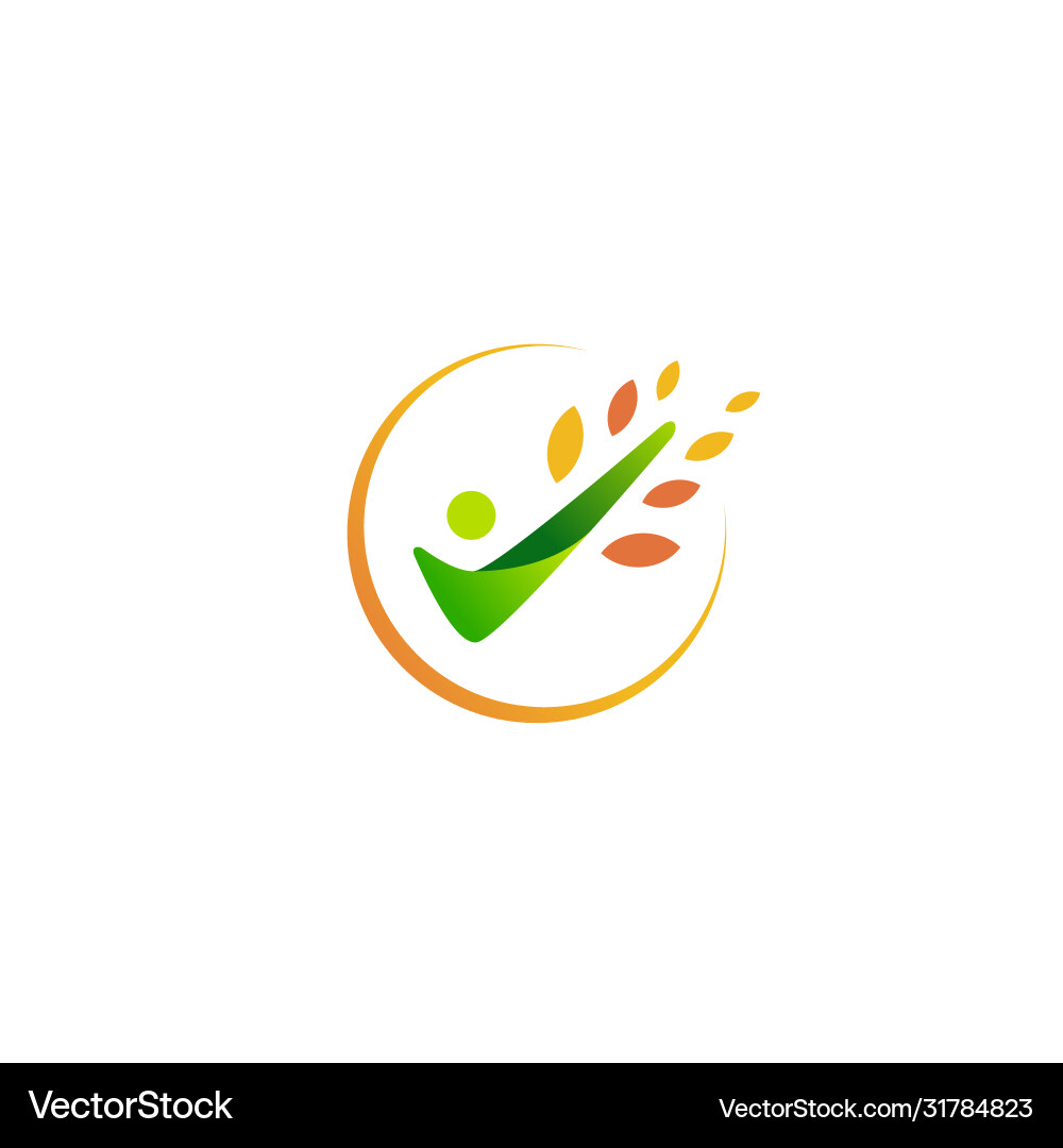 People check leaf logo icon Royalty Free Vector Image