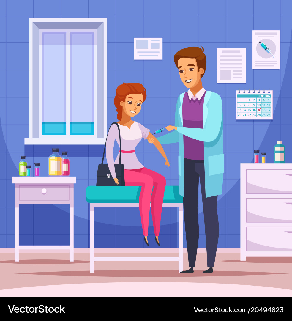 Physician Visit Cartoon Zusammensetzung Lizenzfreier Vektor