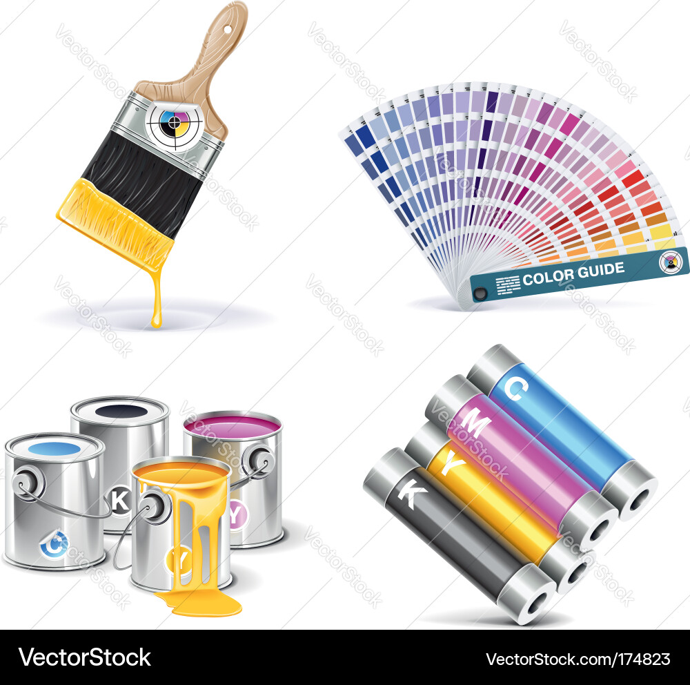 Print shop icon set Royalty Free Vector Image - VectorStock
