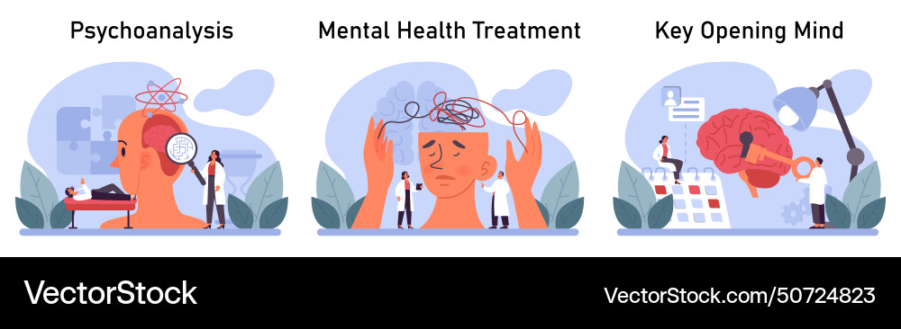 Psychotherapy set psychiatrist consulting Vector Image