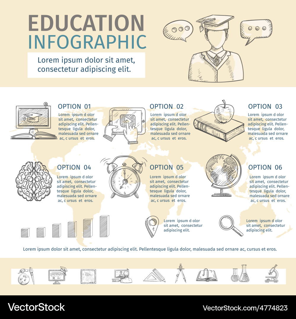 School Study Sketch Set Royalty Free Vector Image