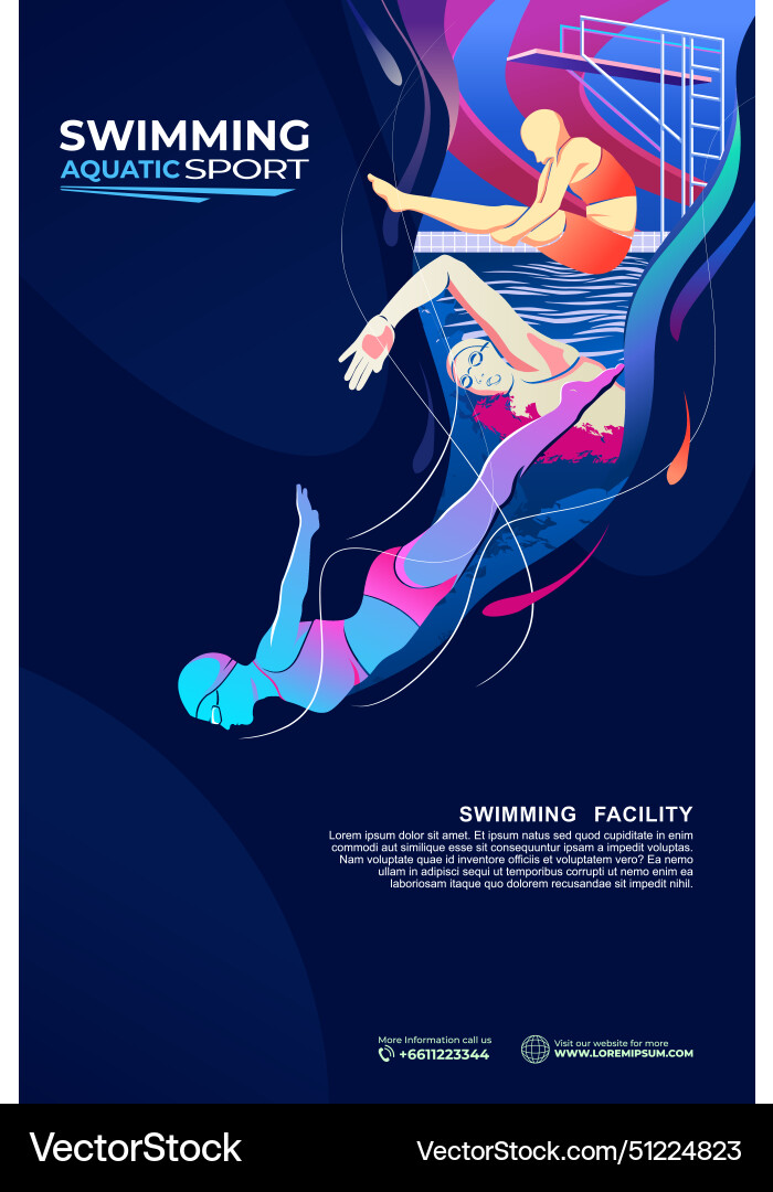Swimming sport banner background Royalty Free Vector Image