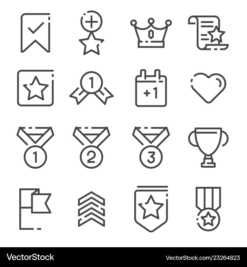 Votes and rewards line icons Royalty Free Vector Image
