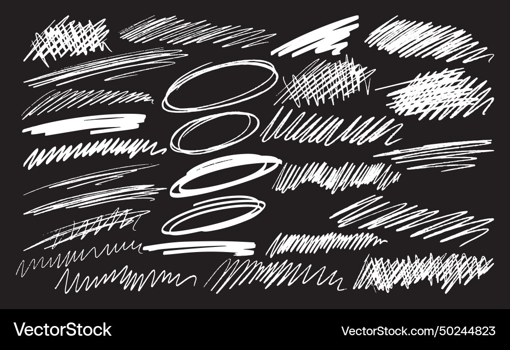 White handwritten scribbles and strokes Royalty Free Vector