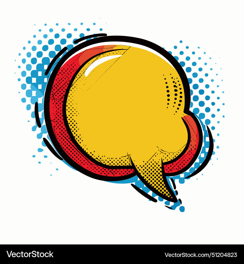 Yellow red speech bubble comic style bursting blue