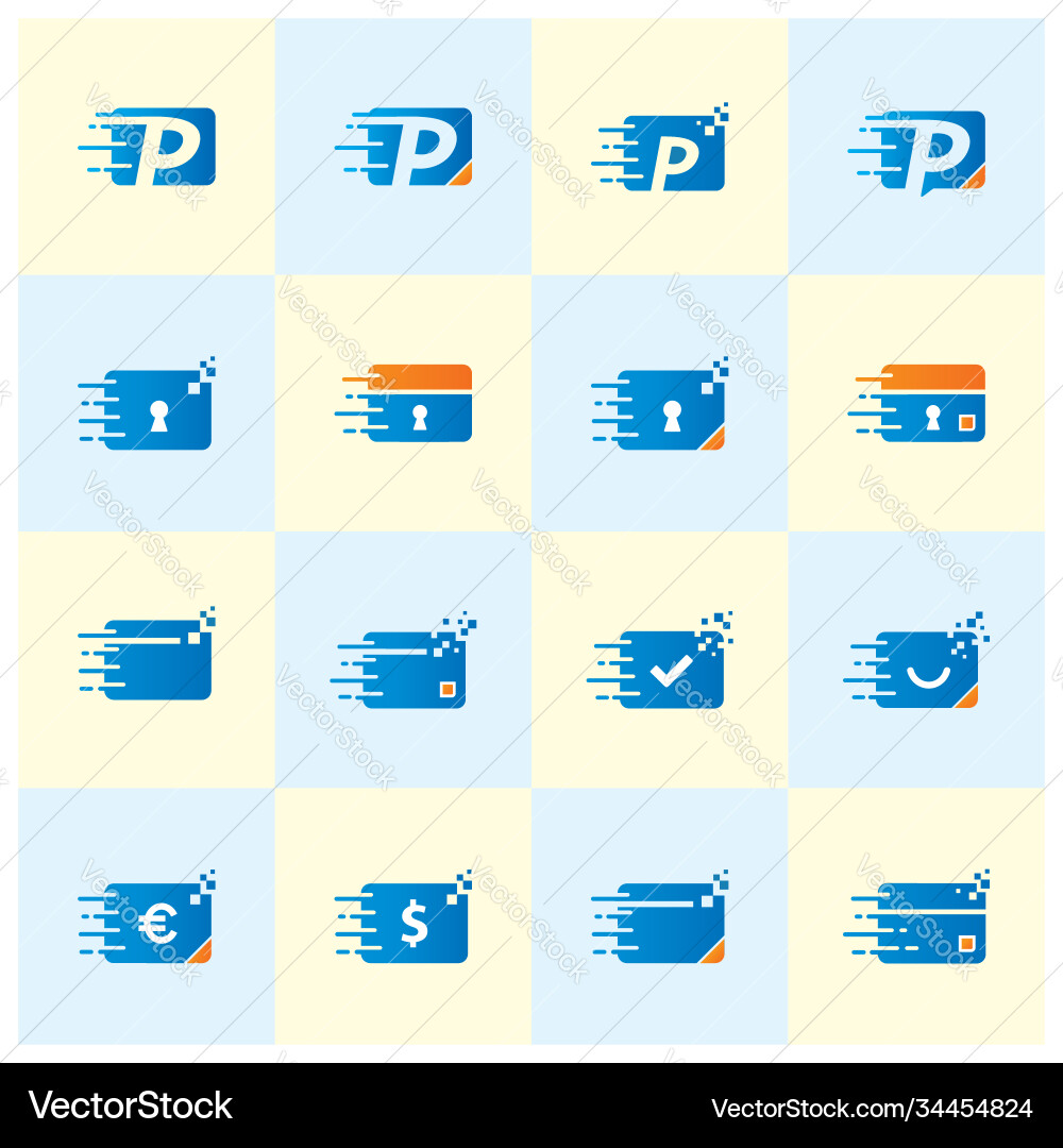 Fast card logo icon design template set Royalty Free Vector