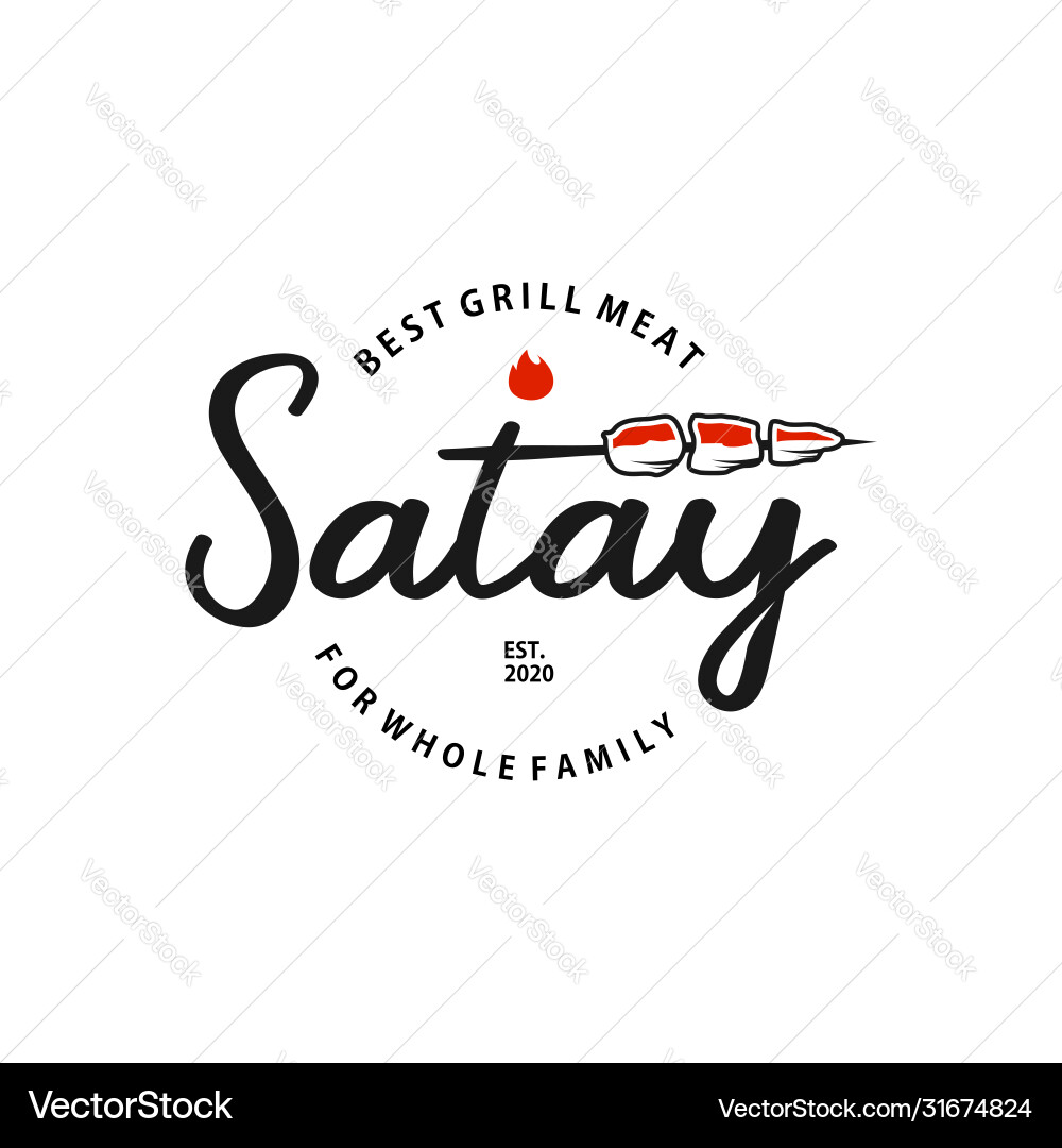 Fun simple satay logo stamp badge Royalty Free Vector Image