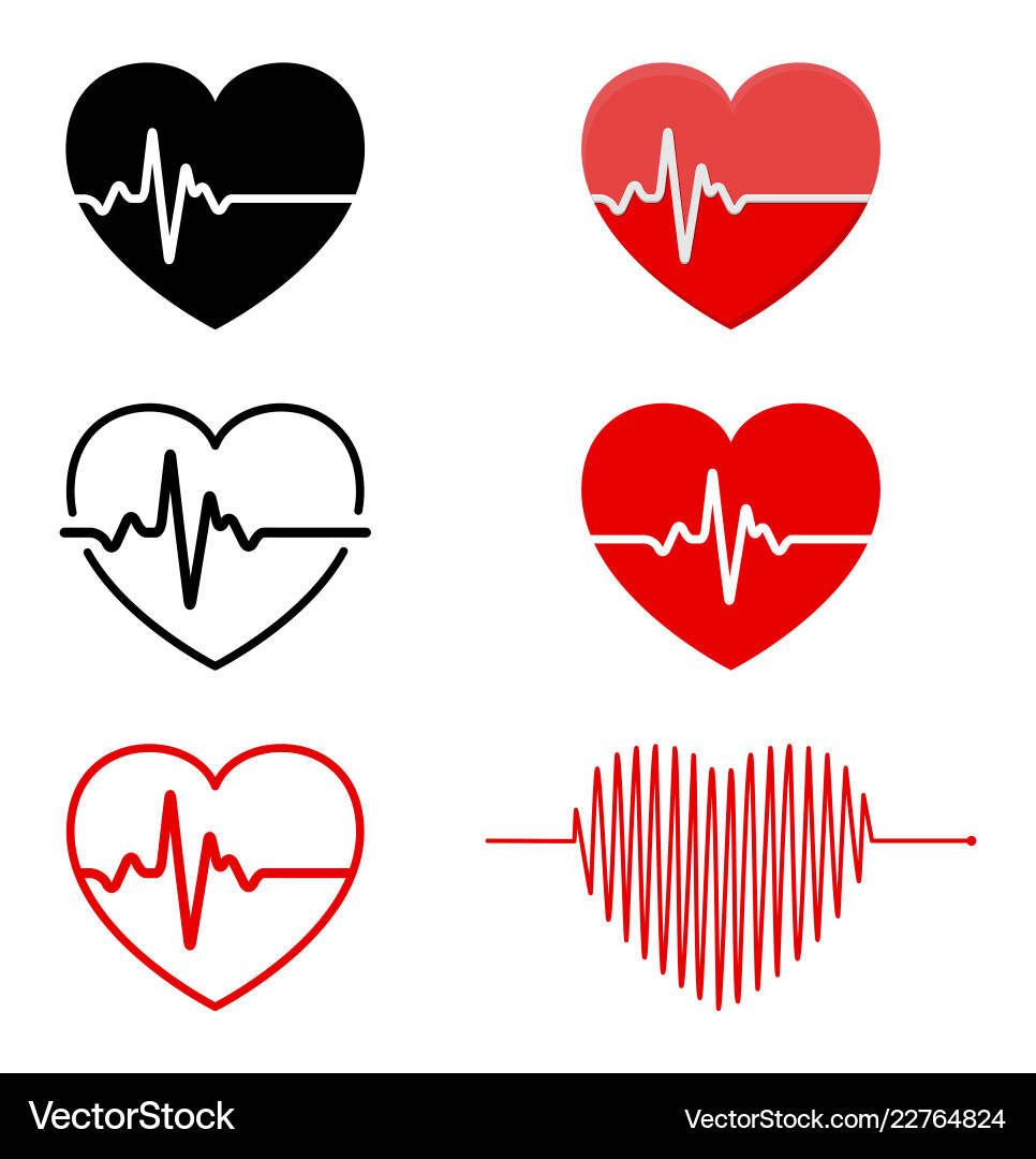 Heartbeat ECG Signal Set Royalty Free Vector Image