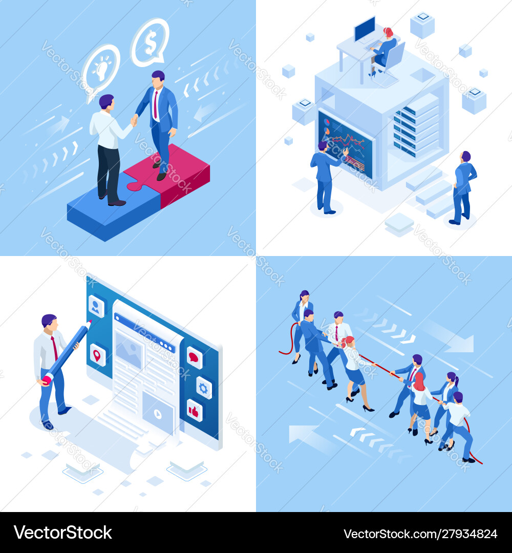 Isometric business concepts businessmen Royalty Free Vector