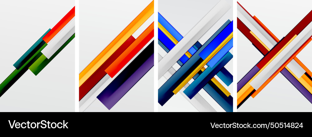 Minimal lines and color stripes poster abstract Vector Image