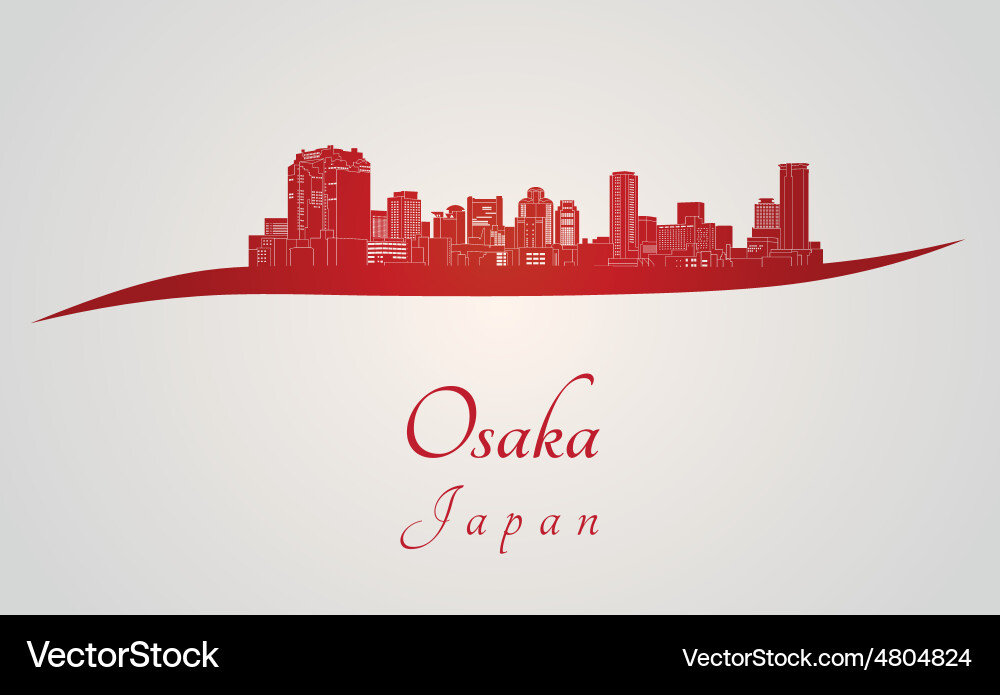 Osaka skyline in red Royalty Free Vector Image