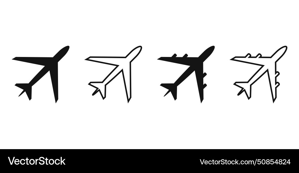 Plane icon set and airplane sign symbol Royalty Free Vector