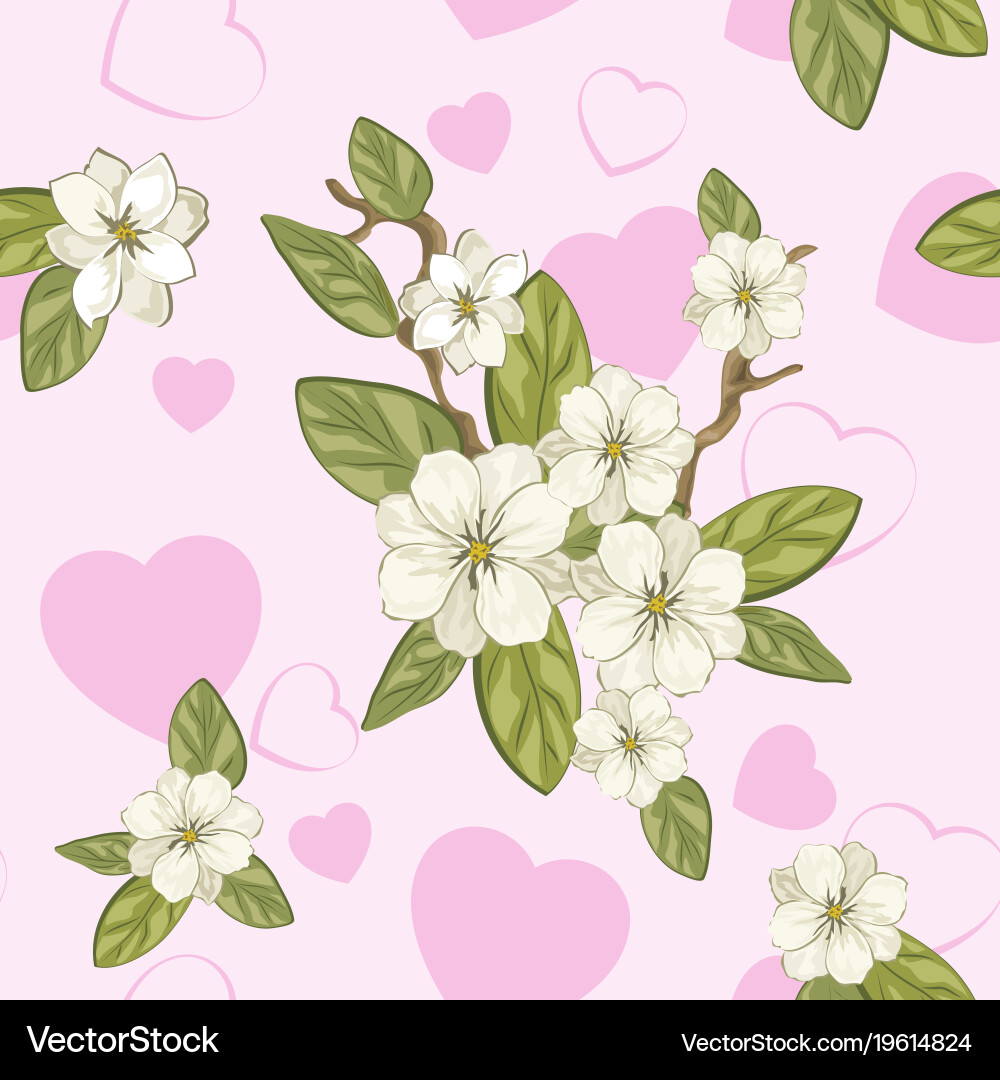 Romantic Floral Heart Pattern Royalty Free Vector Image