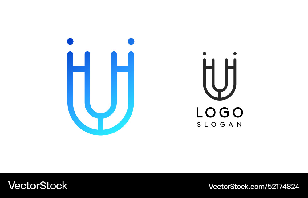 Stylized letter u tech-inspired typography logo Vector Image
