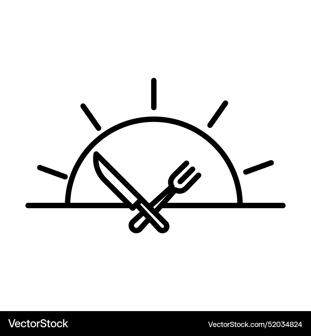 Sunrise breakfast linear logo mark in black Vector Image