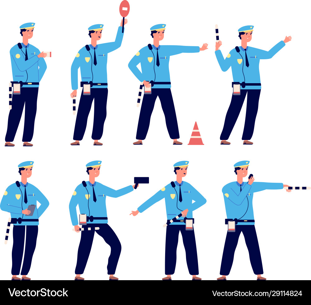 Traffic police road security control Royalty Free Vector