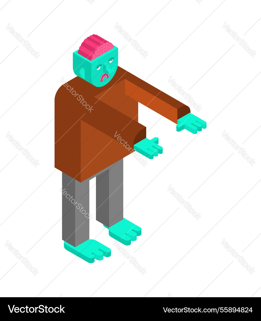 Zombie isometric dead man monster zombi Royalty Free Vector