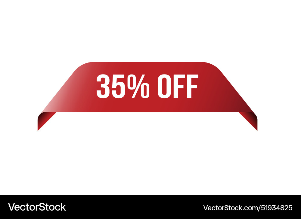 35 off red ribbon label banner open available now Vector Image