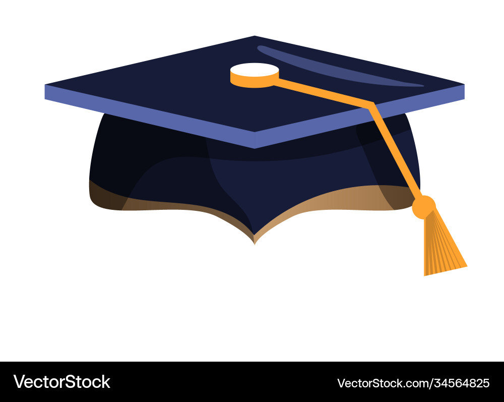 Academic graduation cap with tassel isolated Vector Image