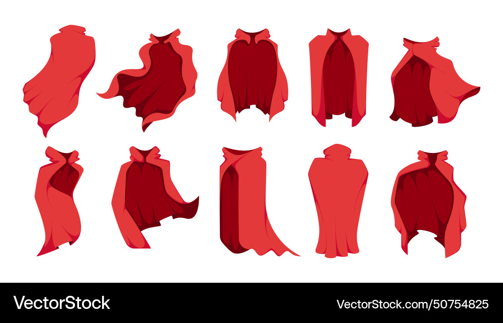 Cartoon red cloak flat comic mantle shawl fabric Vector Image