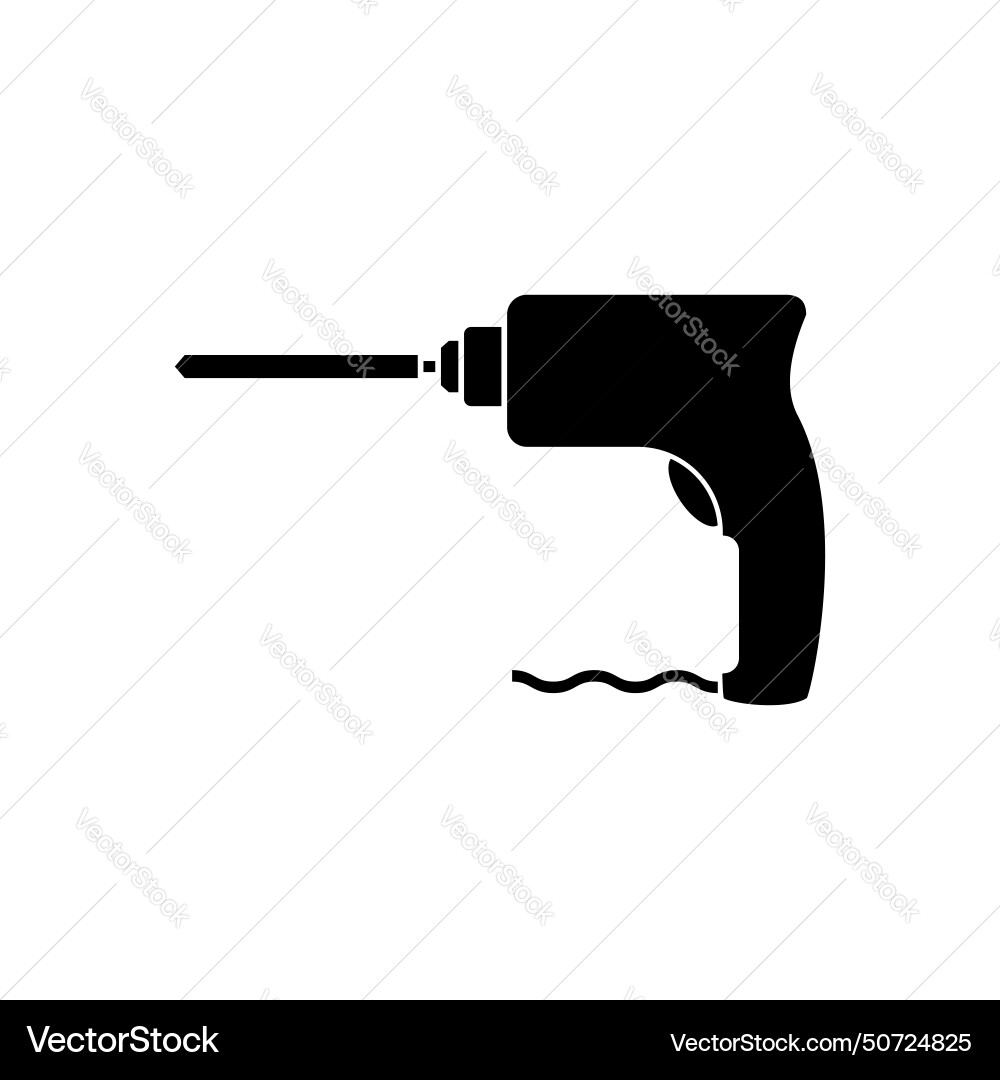 Electric hand drill silhouette with bit Royalty Free Vector