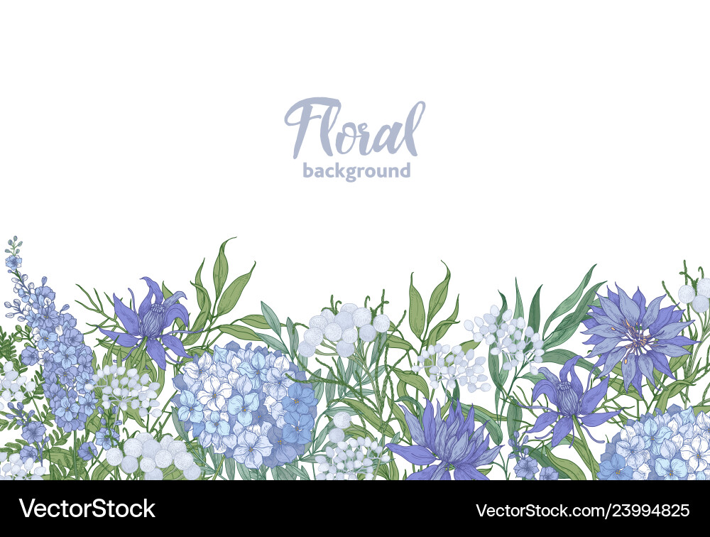 Floral horizontal backdrop decorated with spring Vector Image