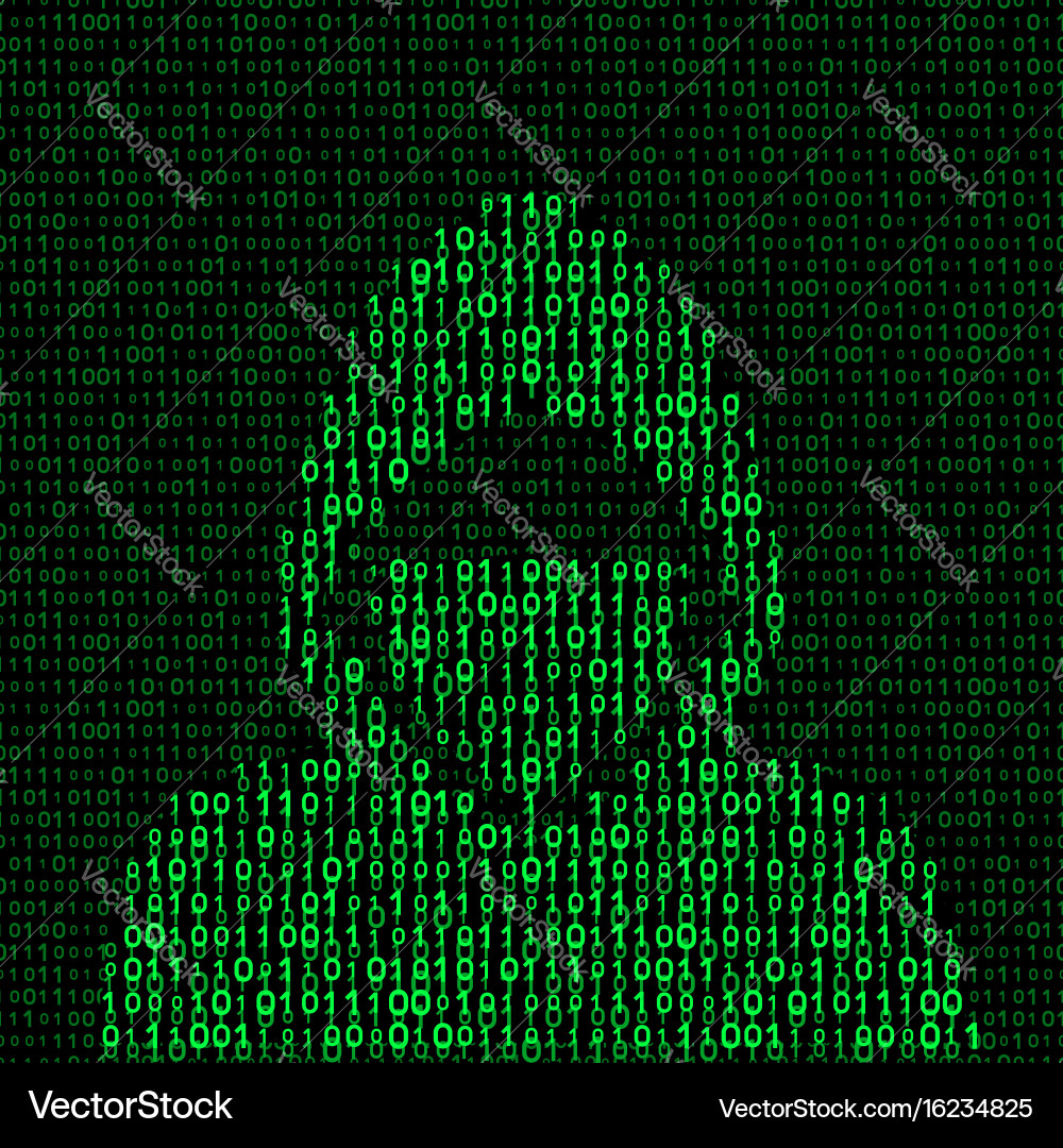 Hacker on binary code background Royalty Free Vector Image
