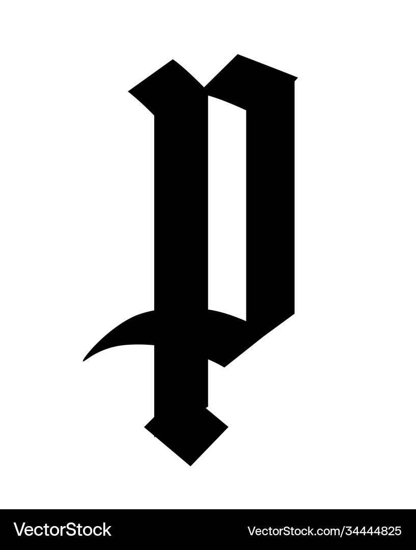 Letter p in gothic style alphabet symbol Vector Image