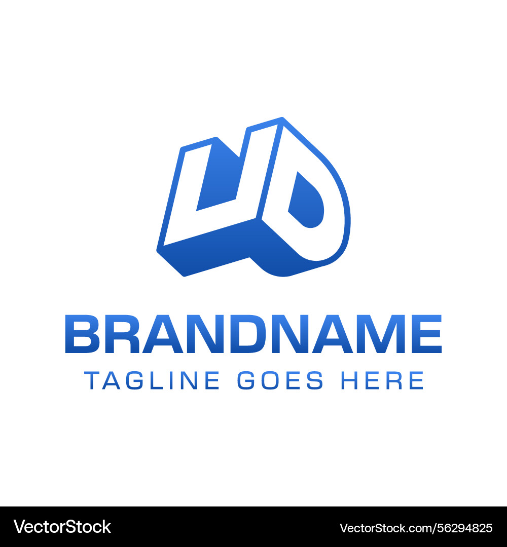 Letters ud 3d monogram logo symbolizes strength Vector Image