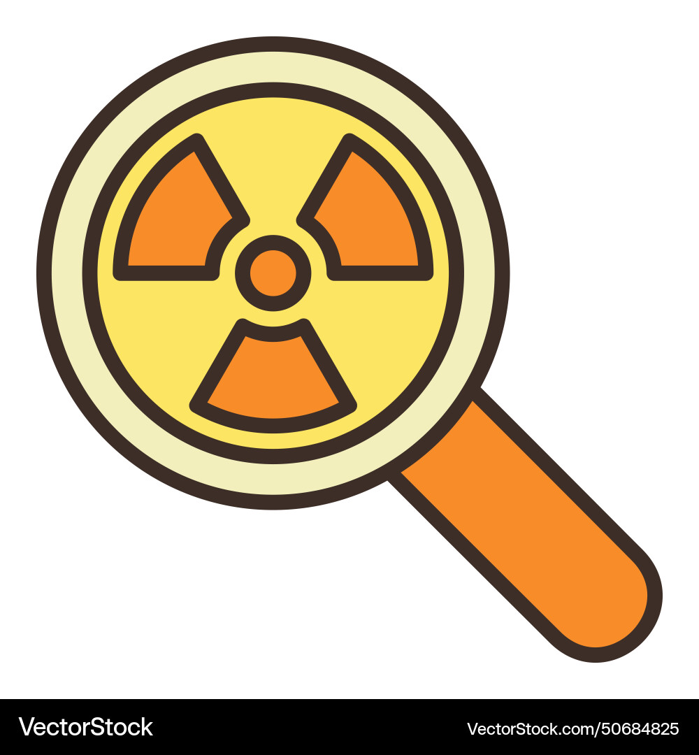 Magnifier and radiation sign colored icon Vector Image