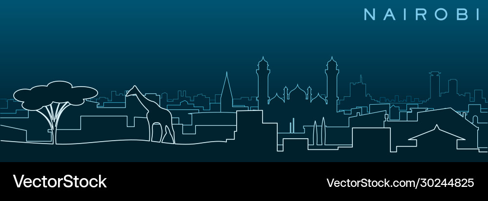 Nairobi Skyline Silhouette Royalty Free Vector Image