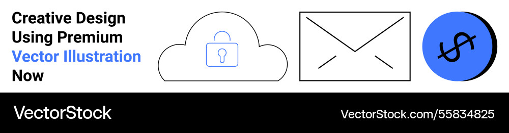 Secure cloud storage email communication Vector Image