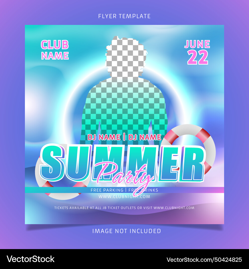Summer club party flyer template Royalty Free Vector Image