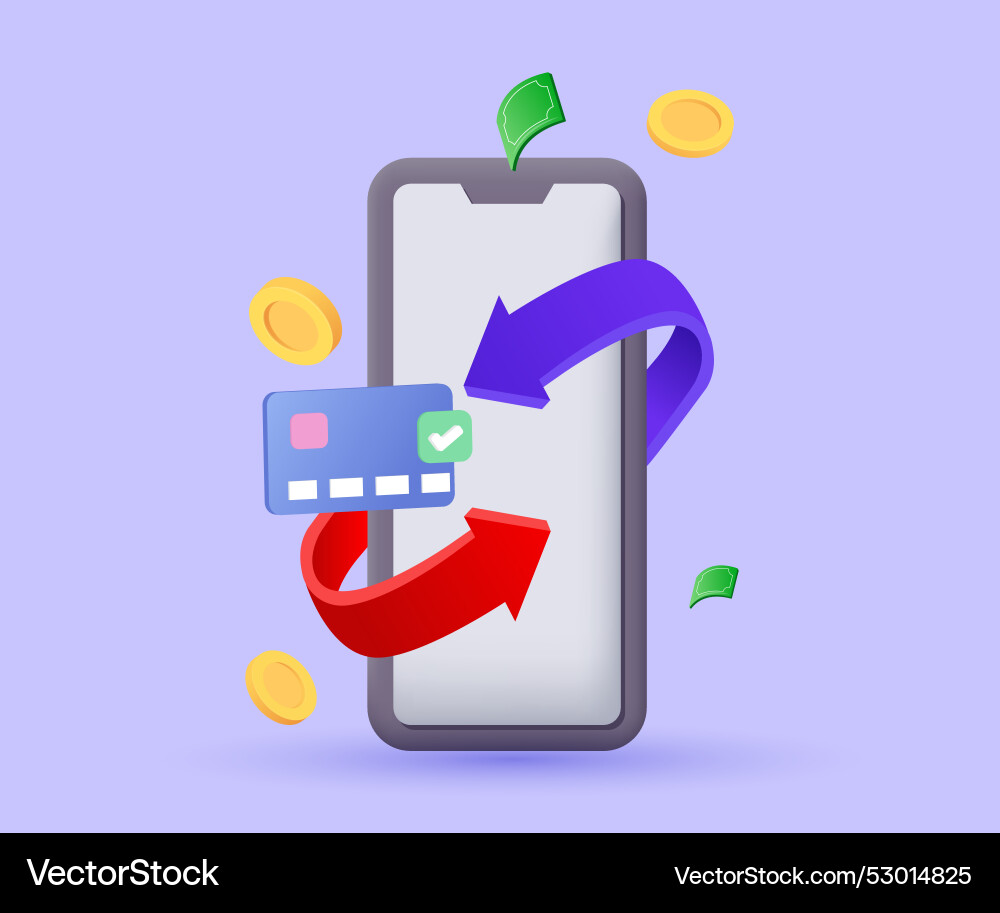 Unique 3d realistic cashback money refund Vector Image