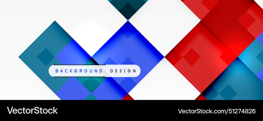 A blue red and white background with squares Vector Image