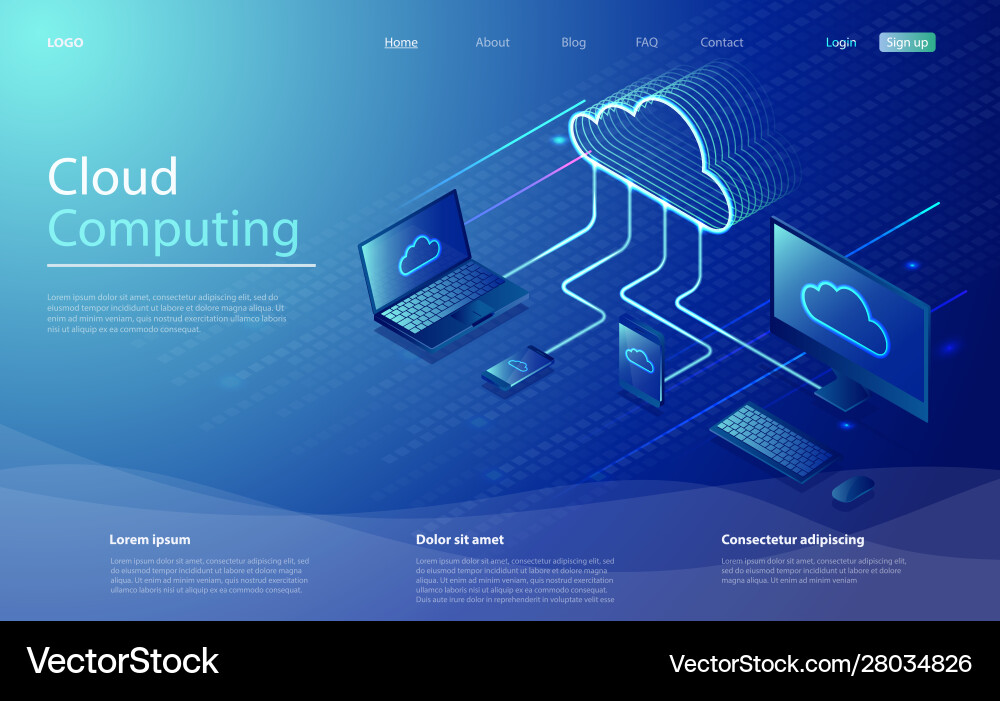 Cloud computing use network for data transfer Vector Image
