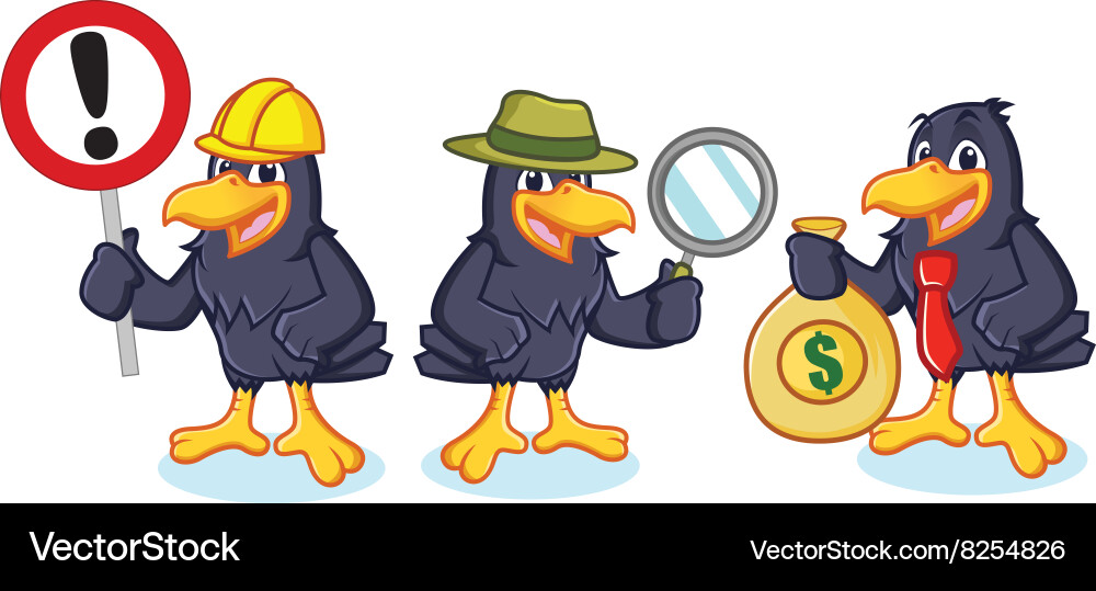 Crow mascot with sign Royalty Free Vector Image