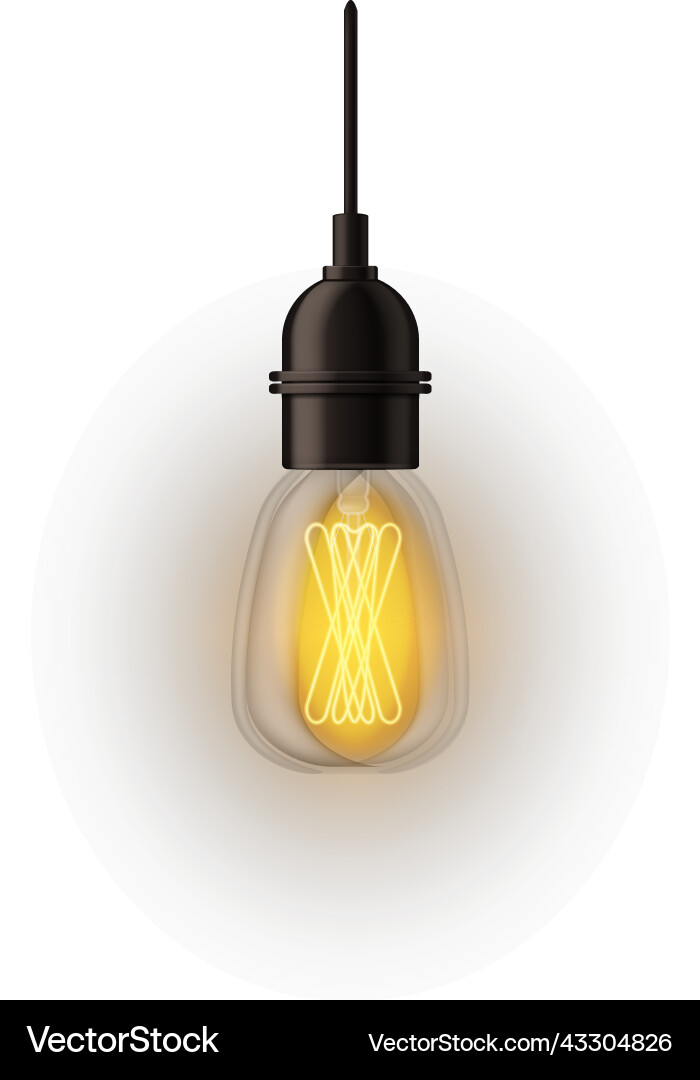 Electric edison lamp glowing realistic light bulb Vector Image